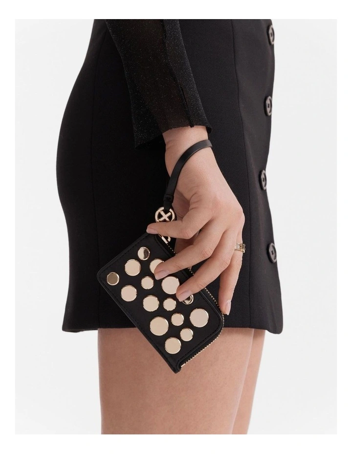 Mimco Glisten Card Pouch in Black Light Gold | MYER