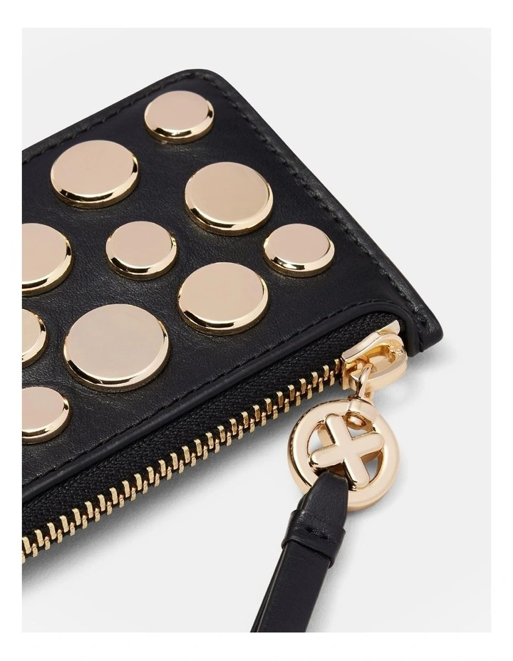 Mimco Glisten Card Pouch in Black Light Gold | MYER