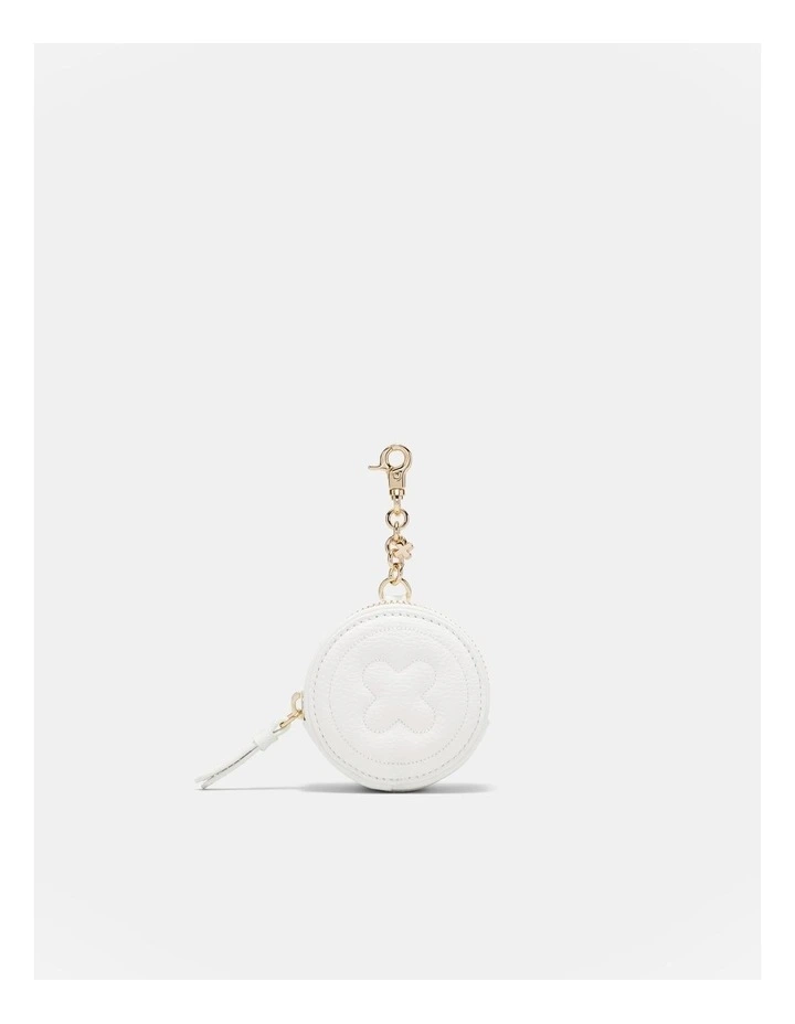 Mimco Flashback Leather Coin Charm Keyring in White | MYER