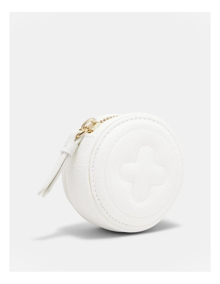 Mimco Flashback Leather Coin Charm Keyring in White | MYER