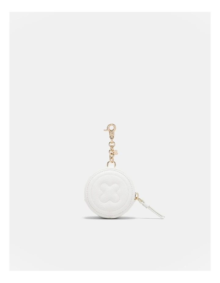 Mimco Flashback Leather Coin Charm Keyring in White | MYER