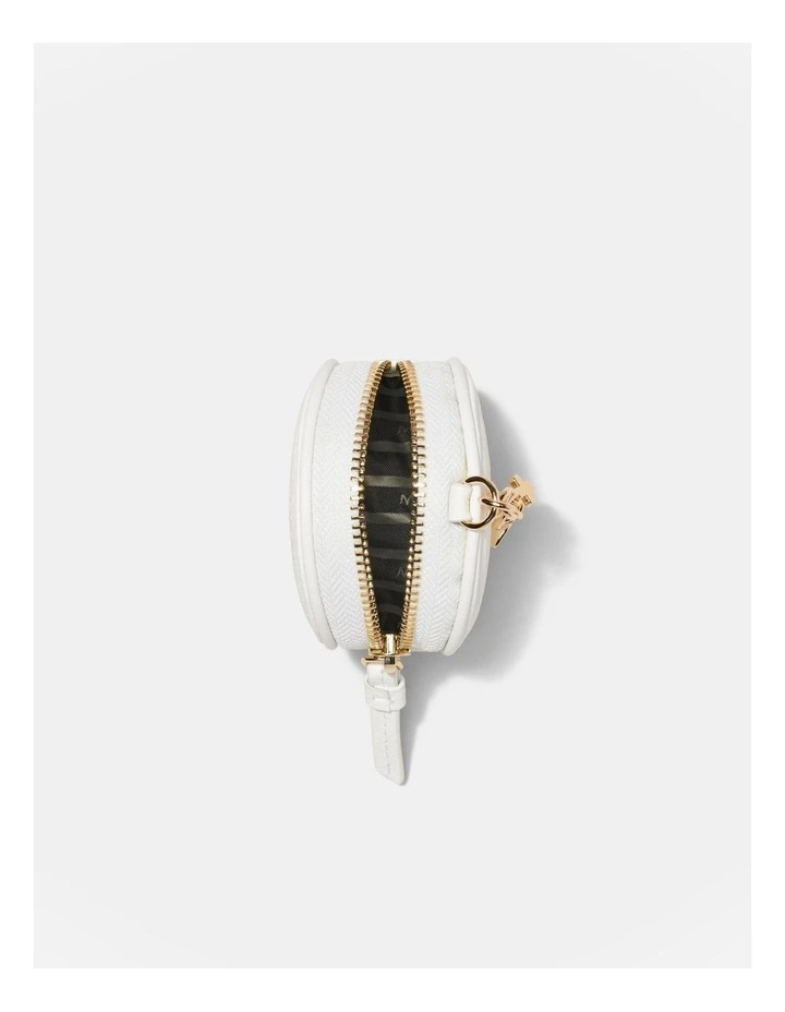 Mimco Flashback Leather Coin Charm Keyring in White | MYER