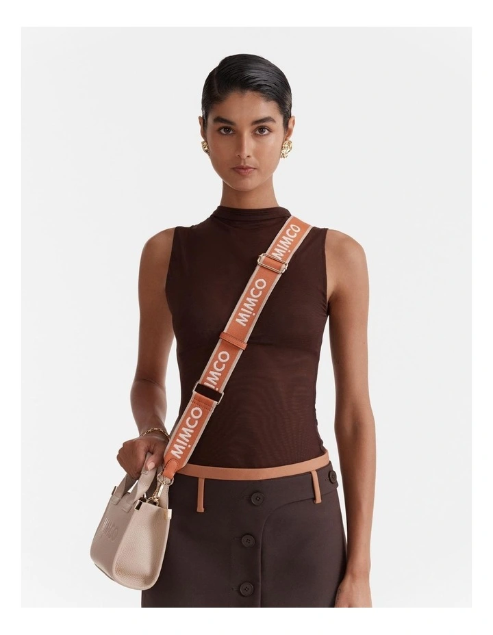 Mimco Stripe Webbing Bag Strap in Terracotta | MYER