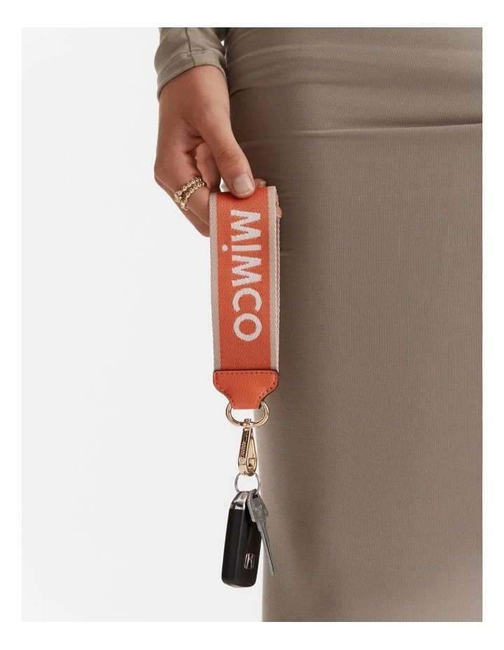 Mimco Stripe Webbing Wrist Strap in Terracotta | MYER