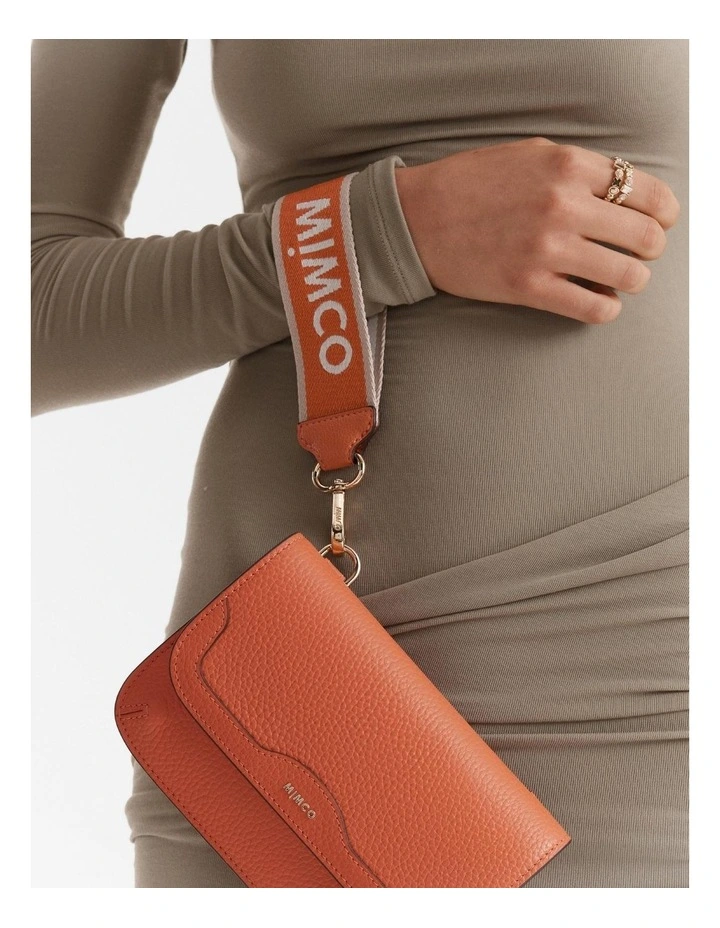 Mimco Stripe Webbing Wrist Strap In Terracotta | MYER
