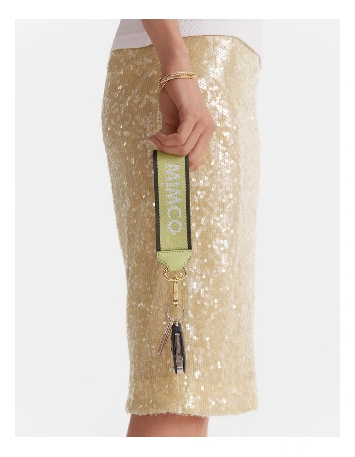 Mimco Stripe Webbing Wrist Strap In Matcha Myer