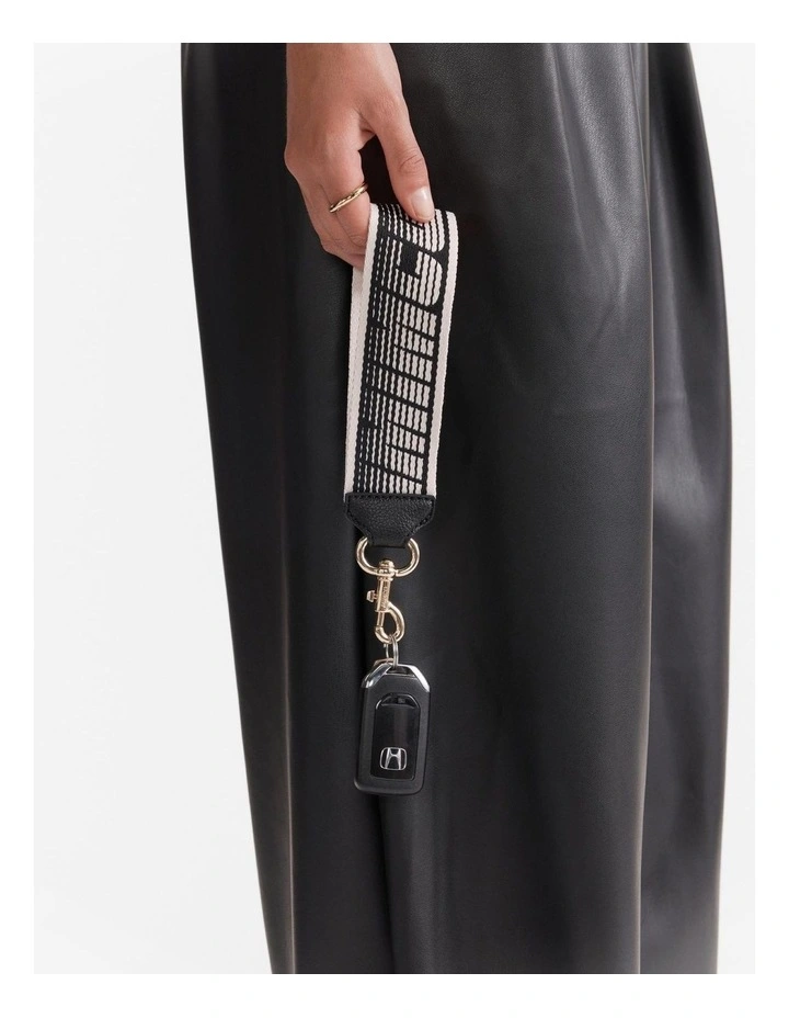 Mimco Go Fast Webbing Wrist Strap In Black White | MYER