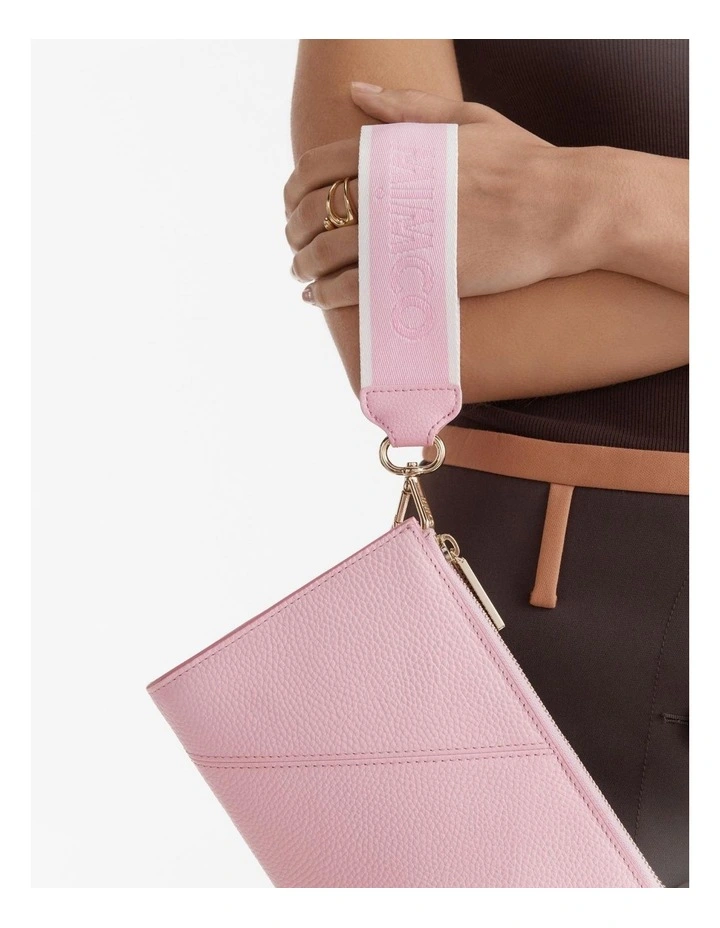Mimco Stripe Webbing Wrist Strap in Pink Sorbet | MYER