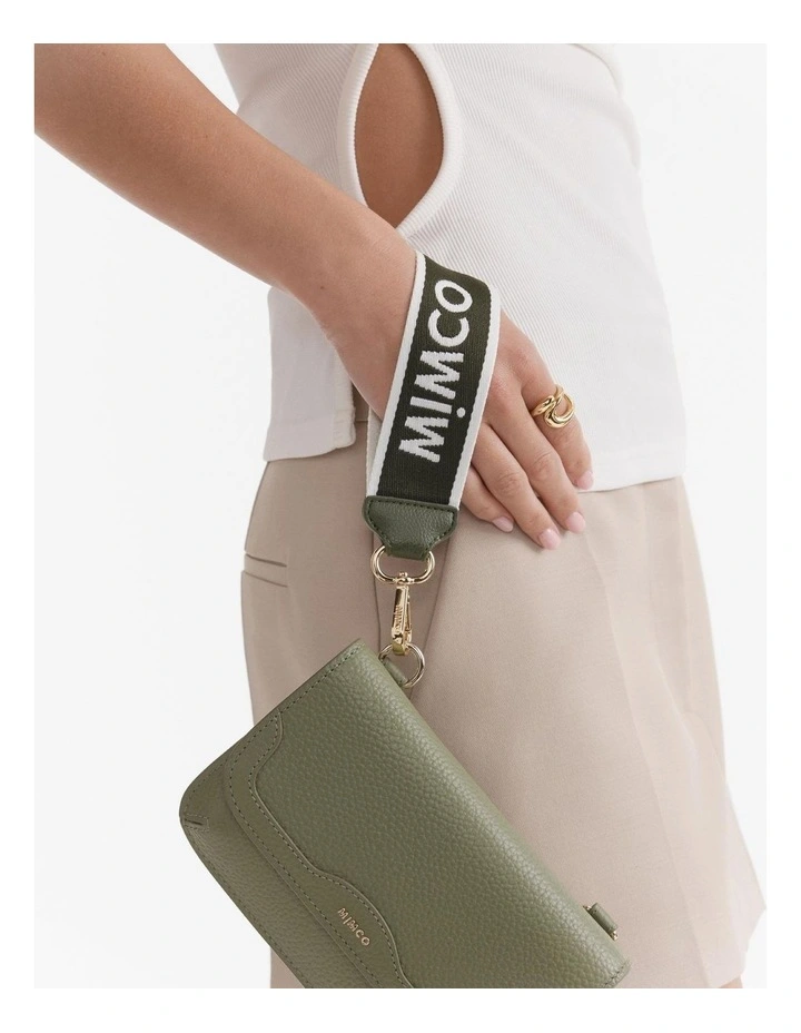 Mimco Stripe Webbing Wrist Strap in Sage | MYER