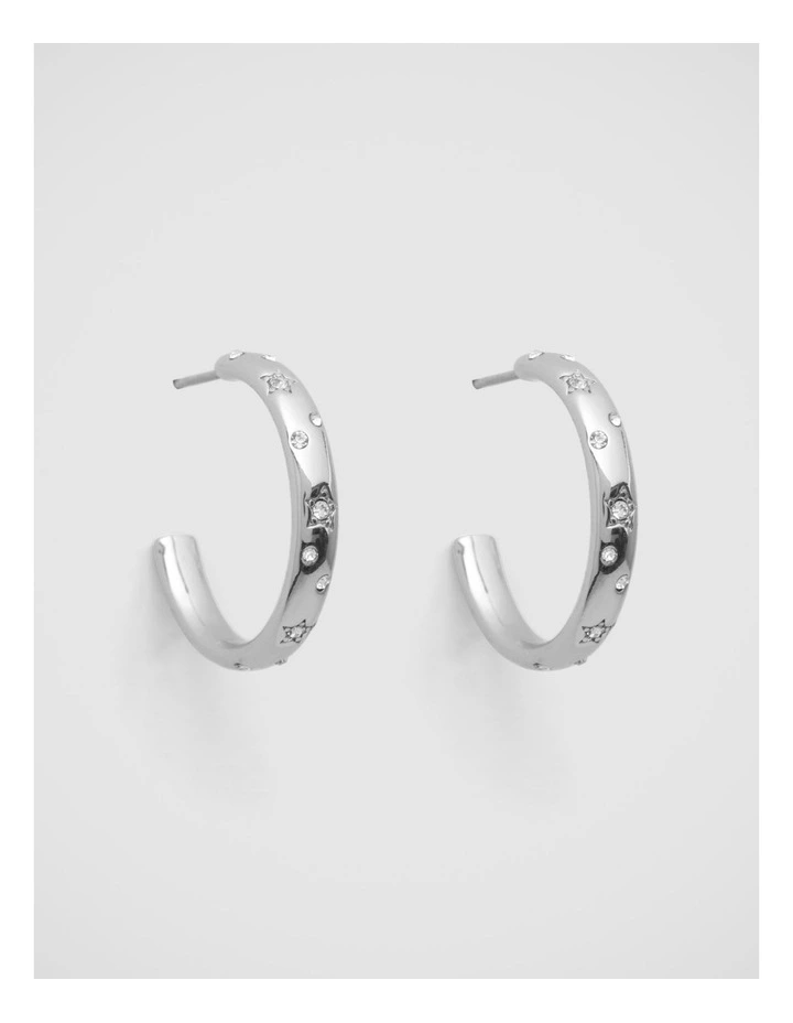 Mimco Stargazing Hoop Earrings In Silver Myer
