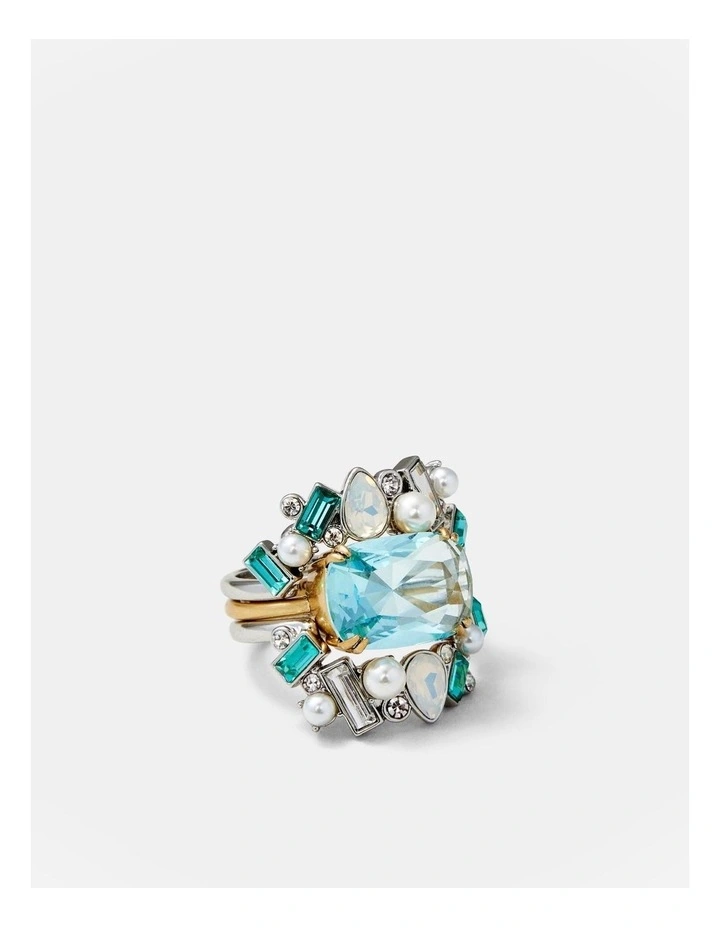 Mimco Comet Ring Stack in Lagoon | MYER