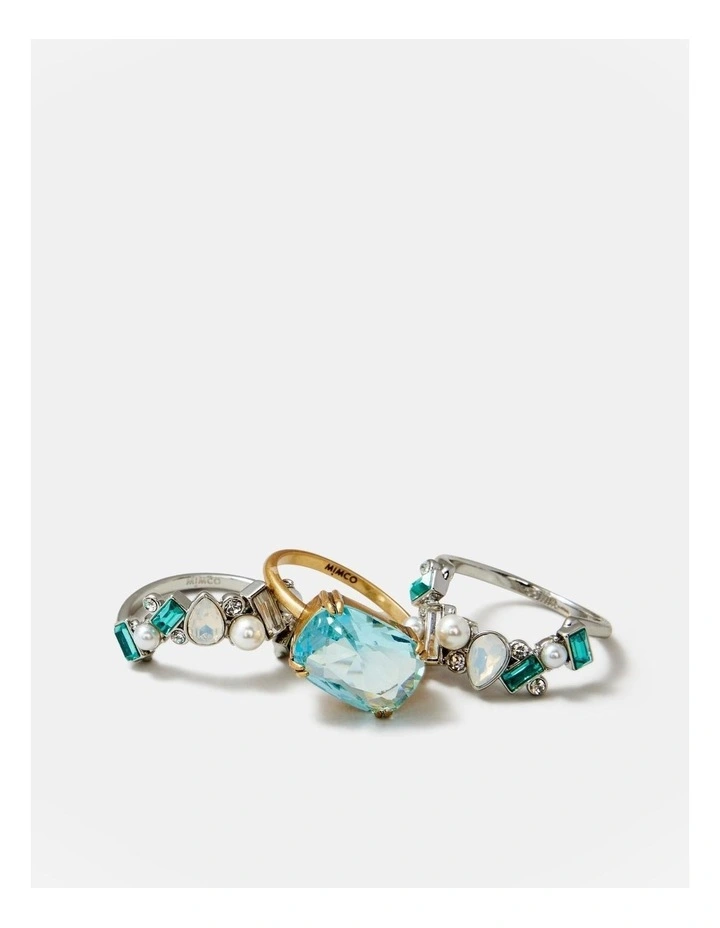 Mimco Comet Ring Stack in Lagoon | MYER