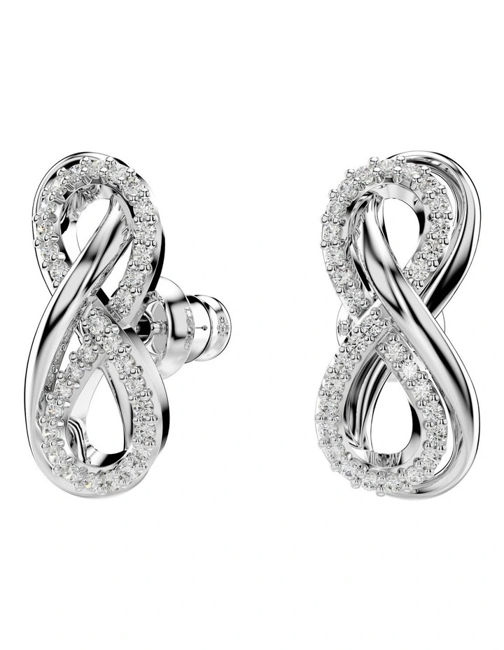 Swarovski Hyperbola Infinity Rhodium Plated Stud Earrings in White | MYER