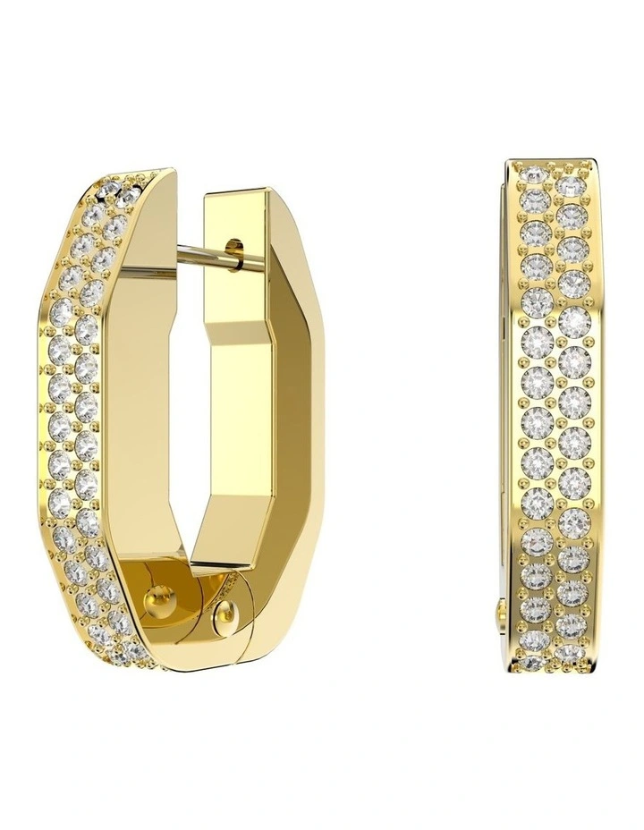 Swarovski Dextera Hoop Earrings Octagon Shape Small Gold-Tone Plated in ...