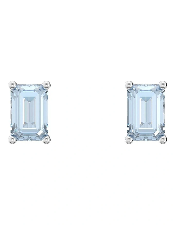 Swarovski Chroma Stud Earrings Cushion Cut Rhodium Plated in Blue | MYER