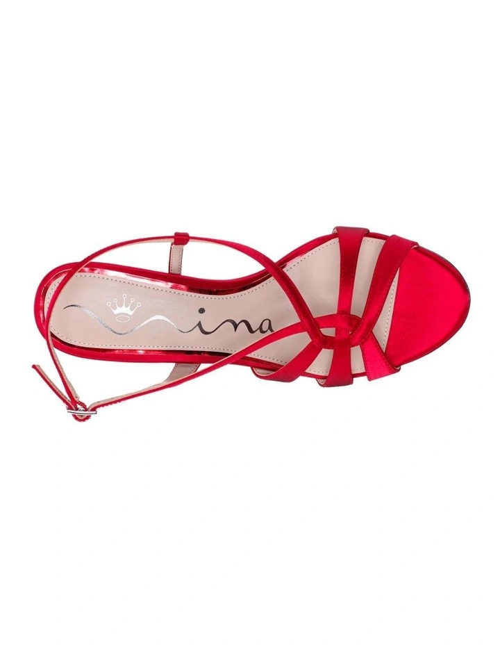 NINA Valley Sandals In Red Rogue Crystal Satin | MYER