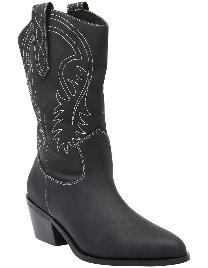 Ravella Saloon Western Boots in Black Micro | MYER
