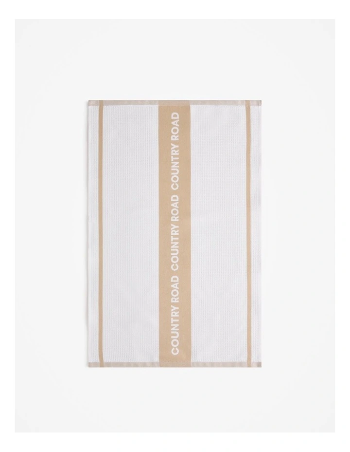 Country Road CR Logo Australian Cotton Tea Towel in Fawn | MYER