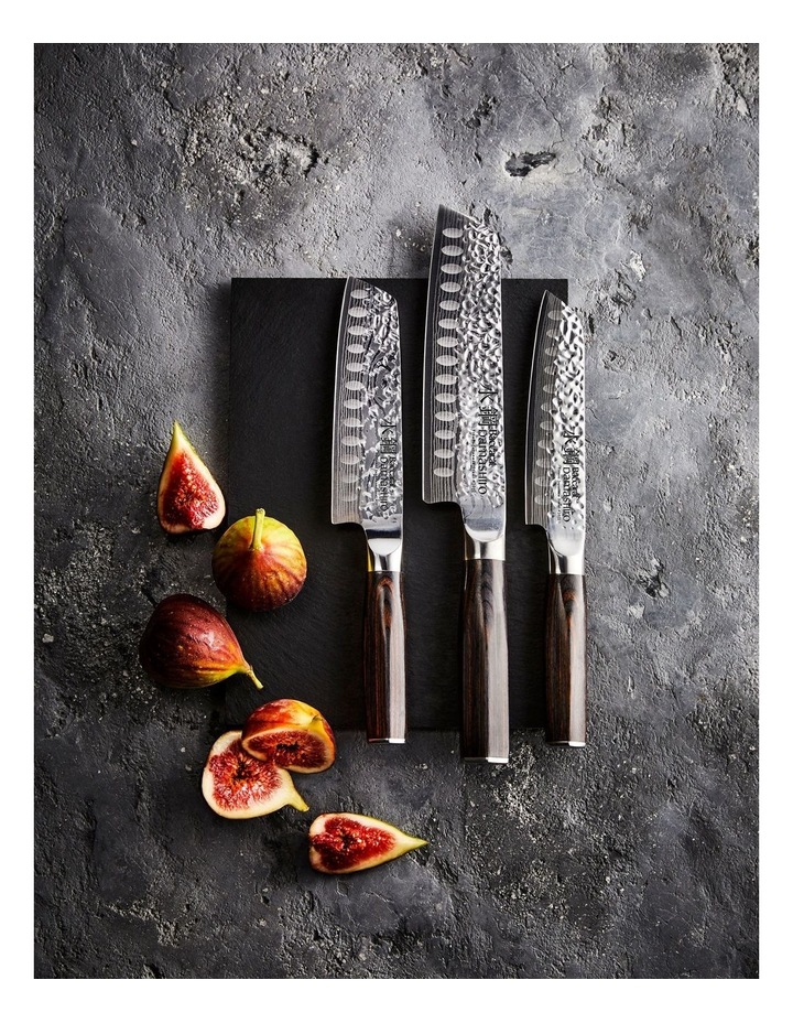 THE CUSTOM CHEF Baccarat Damashiro EMPEROR 3 Piece Santoku Knife Starter Setin Silver | MYER