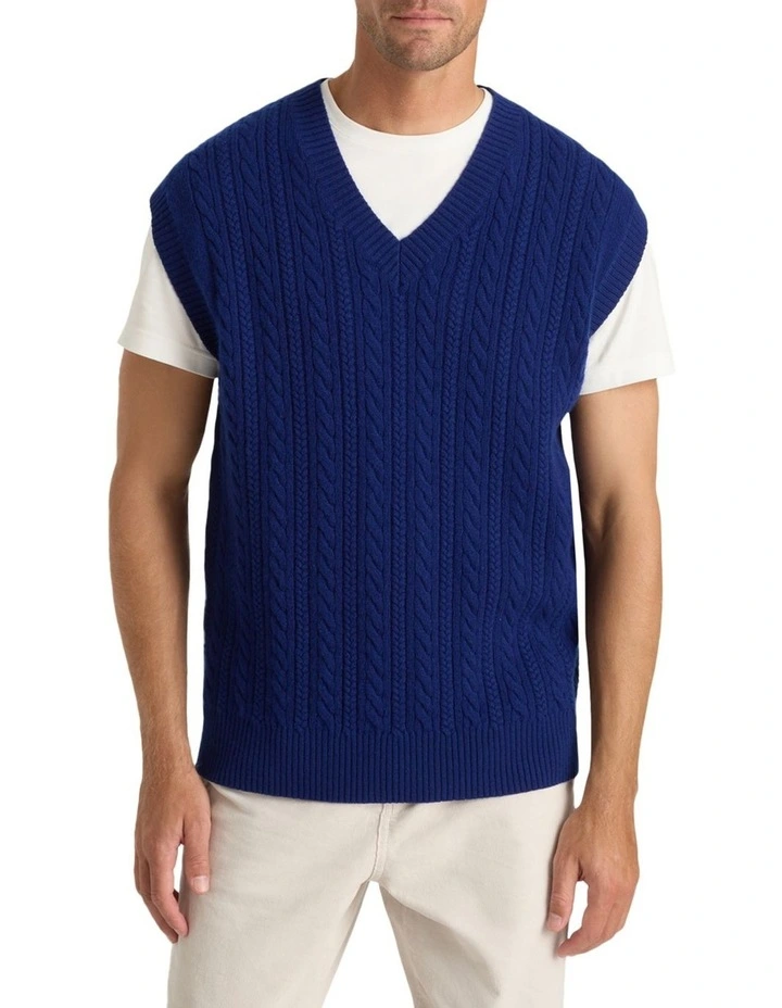 MJ Bale Webb Cable Vest in Royal Blue | MYER