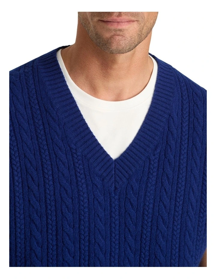 MJ Bale Webb Cable Vest in Royal Blue | MYER