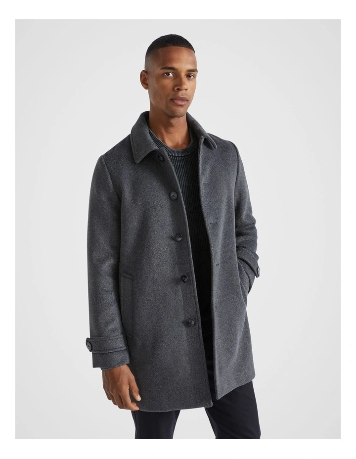 Seed Heritage Wool Mac Coat in Charcoal | MYER