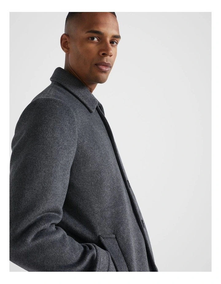 Seed Heritage Wool Mac Coat In Charcoal | MYER