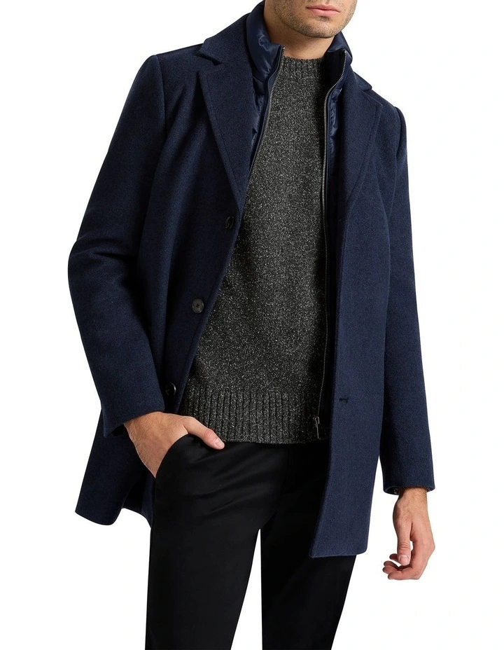 Marcs Sean Crombie Coat in Navy Marle | MYER