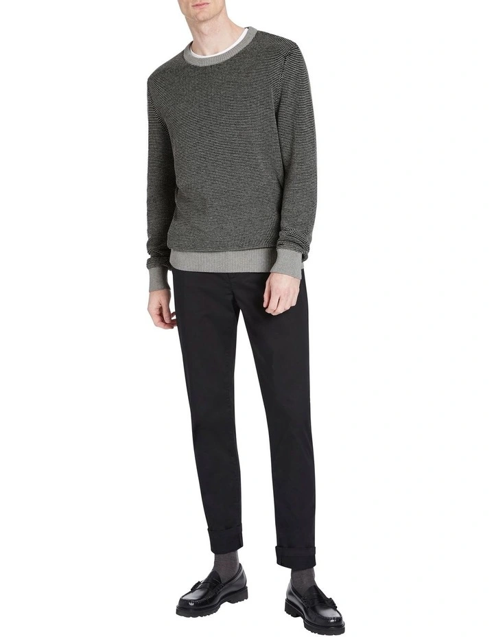 Marcs Sebastian Crew Neck Knit in Grey/Black | MYER