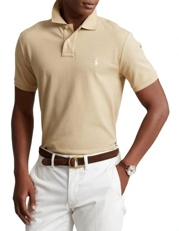 Polo Ralph Lauren Custom Slim Fit Mesh Polo Shirt In Beige | MYER