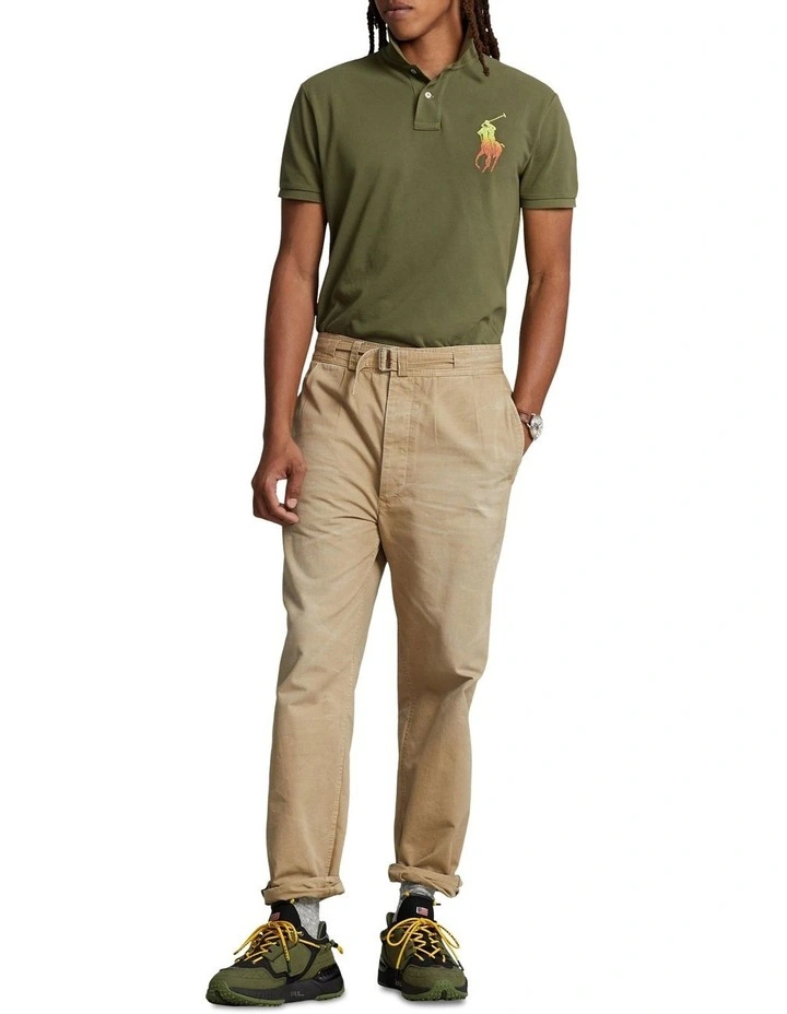 Polo Ralph Lauren Custom Slim Fit Big Pony Mesh Polo Shirt in Green | MYER