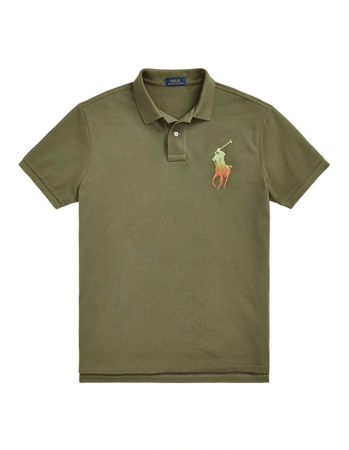 Polo Ralph Lauren Custom Slim Fit Big Pony Mesh Polo Shirt in Green | MYER