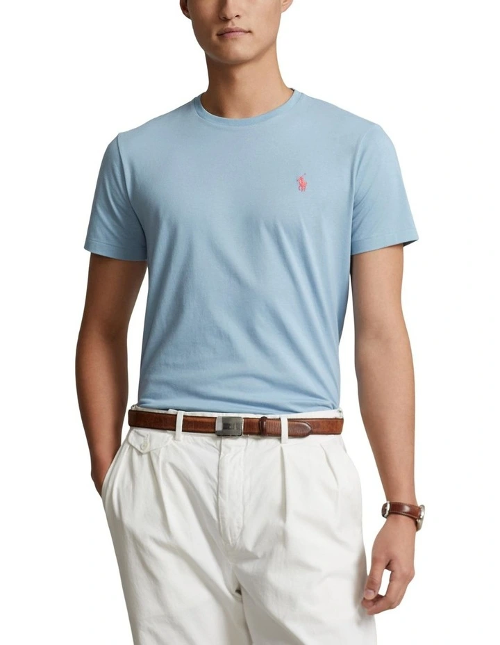 Polo Ralph Lauren Custom Slim Fit Jersey Crewneck T-shirt in Blue | MYER