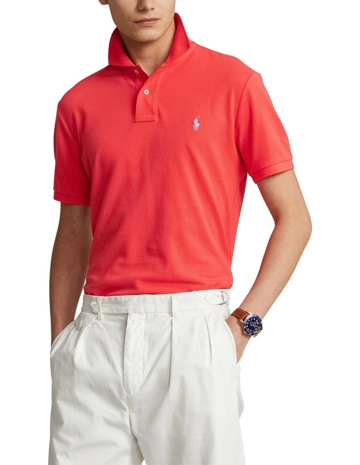 Polo Ralph Lauren Custom Slim Fit Mesh Polo Shirt in Red | MYER