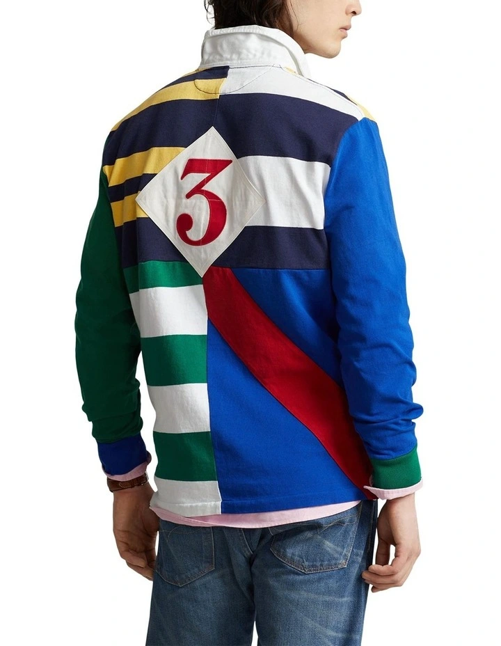 Polo Ralph Lauren Classic Fit Patchwork Jersey Rugby Shirt in Navy | MYER