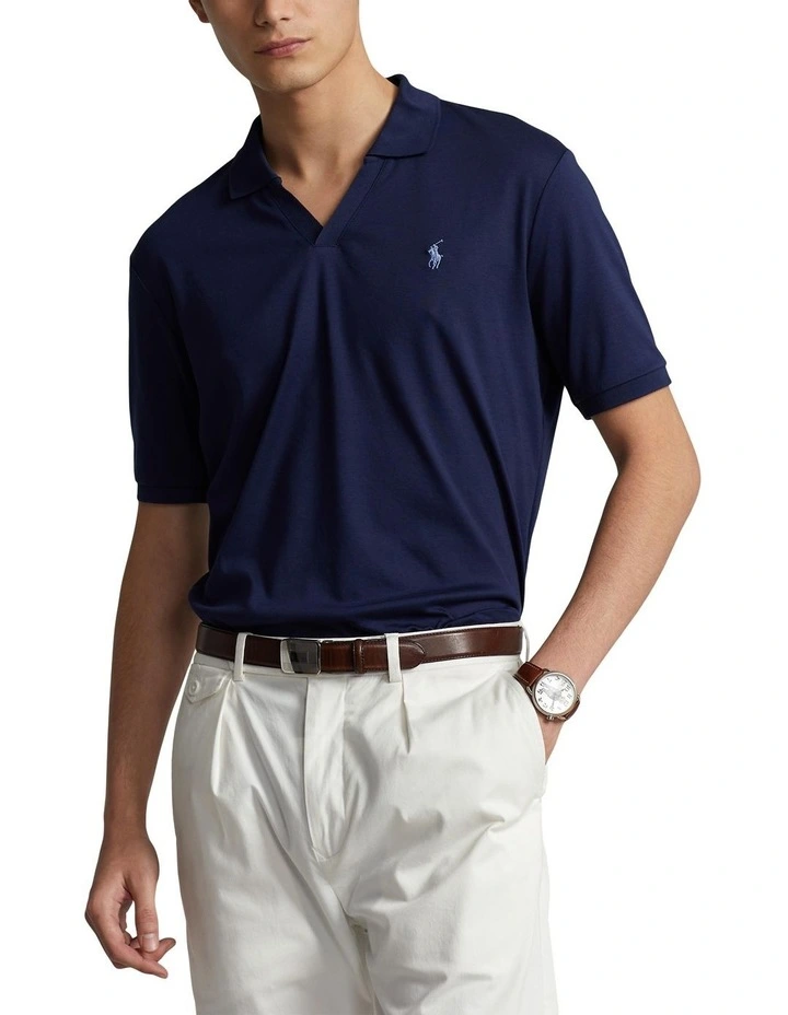 Polo Ralph Lauren Custom Slim Fit Soft Cotton Polo Shirt in Blue | MYER