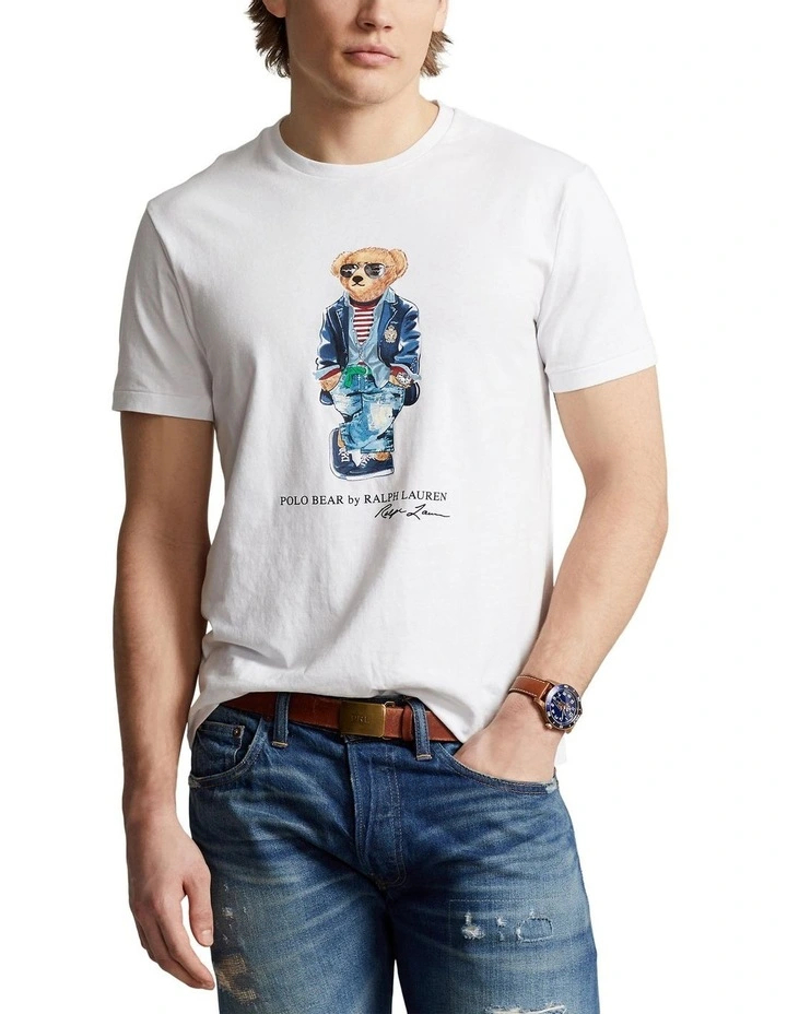 Polo Ralph Lauren Custom Slim Fit Polo Bear Jersey T-shirt in White | MYER