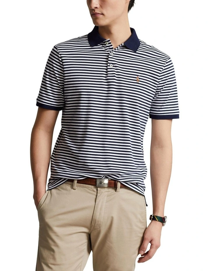 Polo Ralph Lauren Custom Slim Fit Soft Cotton Polo Shirt in Blue | MYER