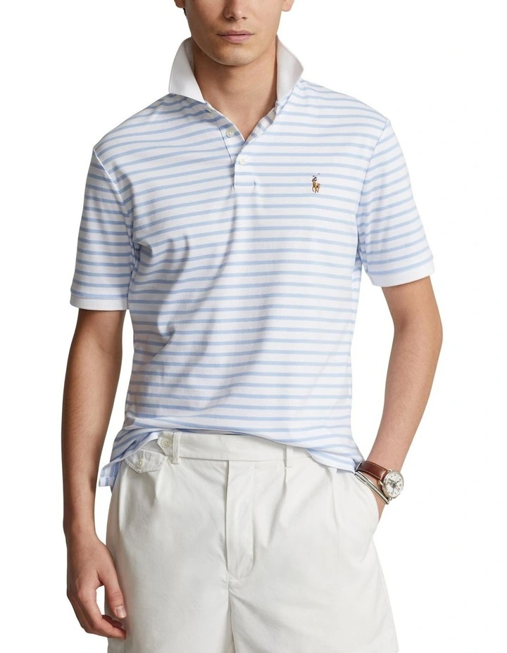 Polo Ralph Lauren Custom Slim Fit Soft Cotton Polo Shirt in White | MYER