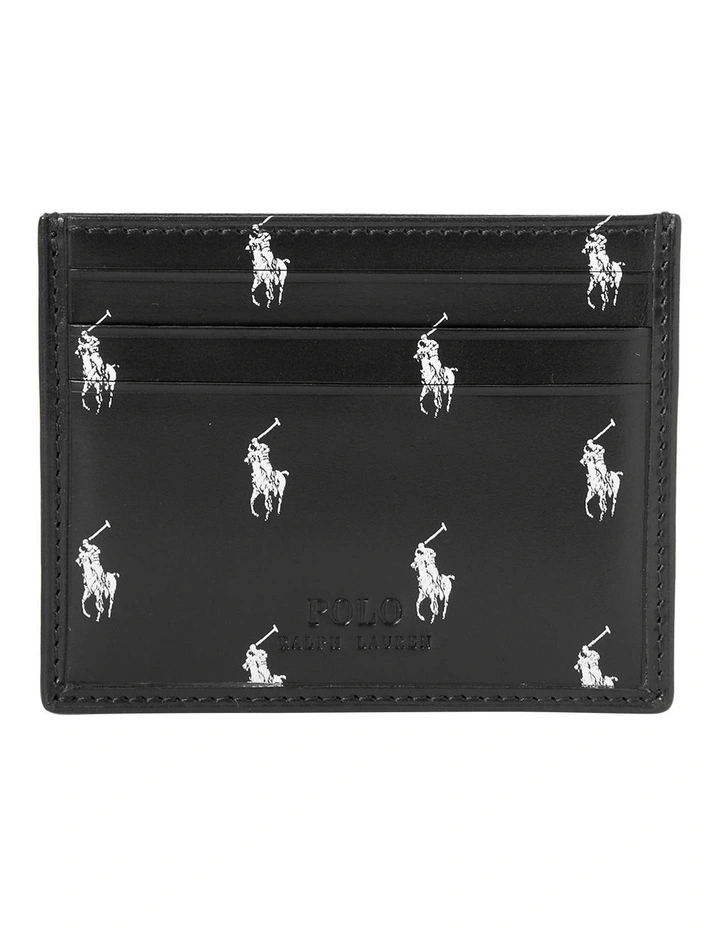 Polo Ralph Lauren Signature Pony Leather Card Case in Black | MYER