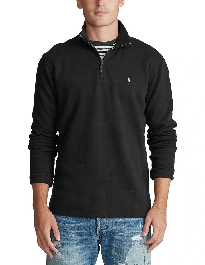 Polo Ralph Lauren Estate-Rib Quarter-Zip Pullover in Black | MYER