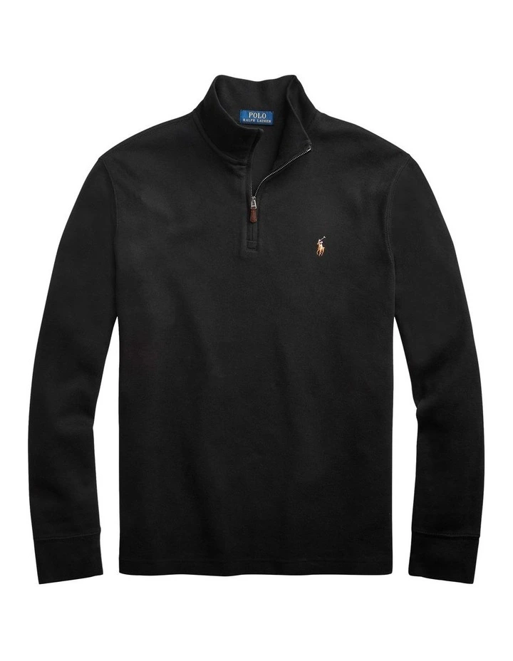 Polo Ralph Lauren Estate Rib Quarter Zip Pullover In Black Myer 8334