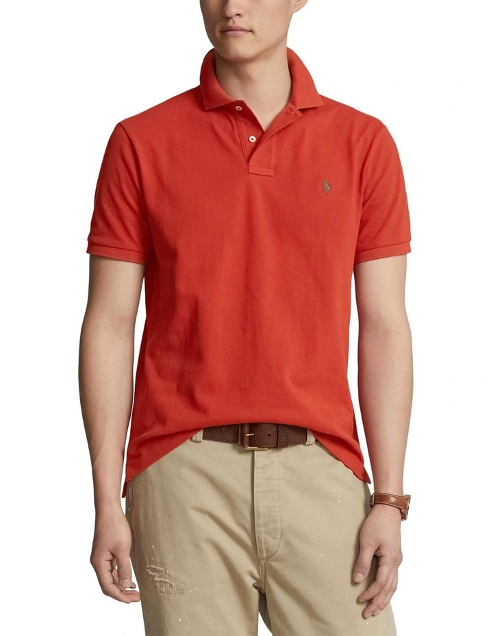 Polo Ralph Lauren Custom Slim Fit Mesh Polo Shirt in Red | MYER