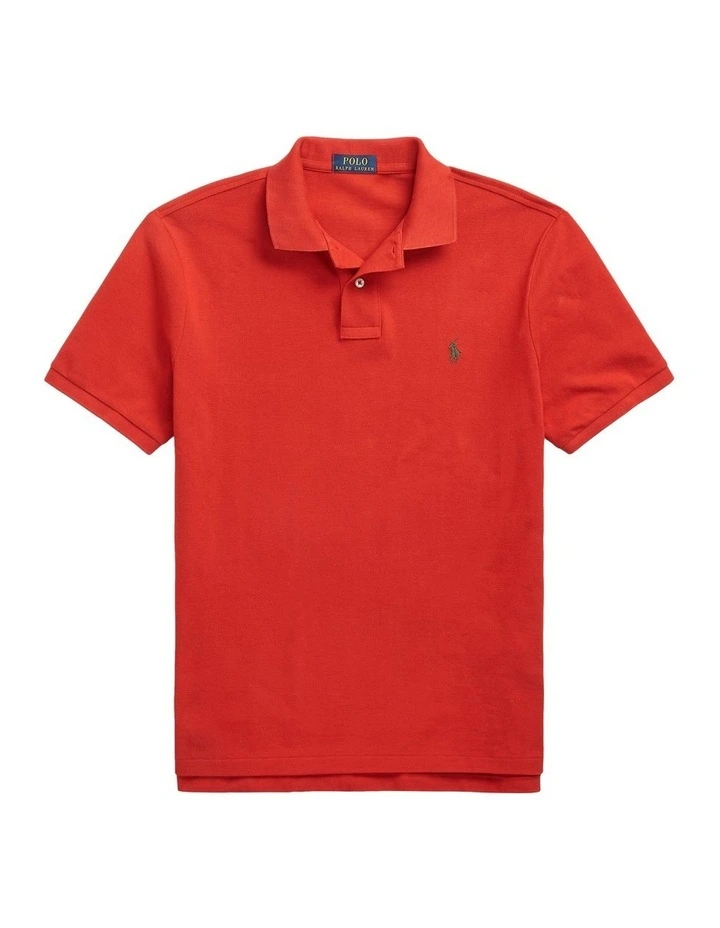 Polo Ralph Lauren Custom Slim Fit Mesh Polo Shirt in Red | MYER