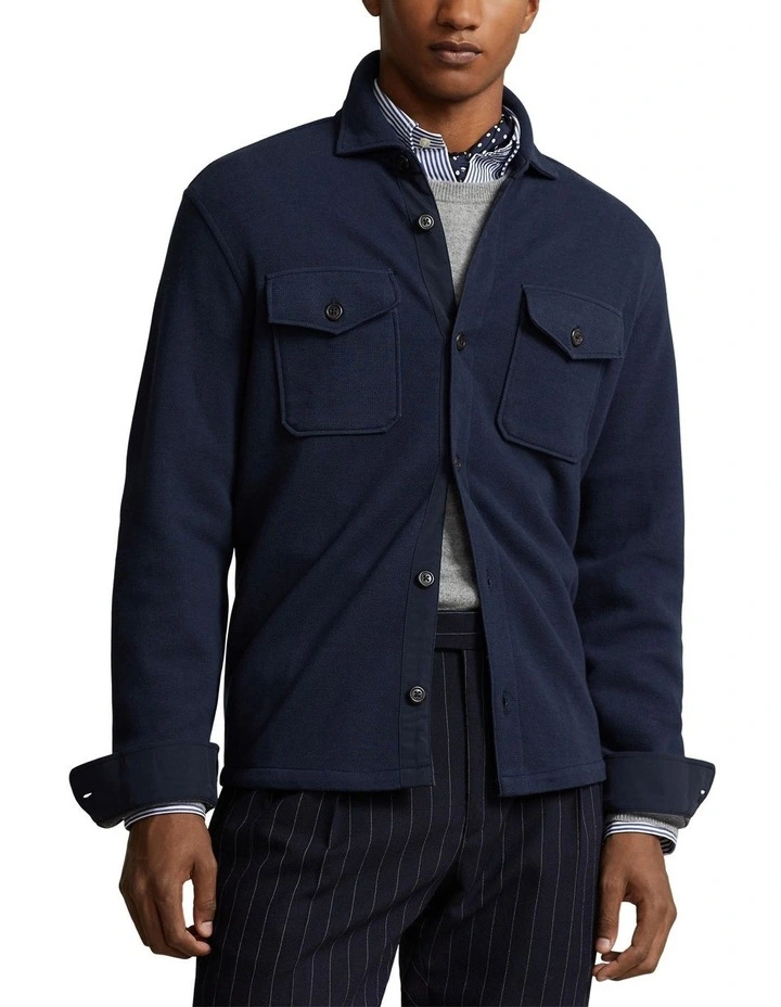 Polo Ralph Lauren Double-Knit Mesh Overshirt in Navy | MYER