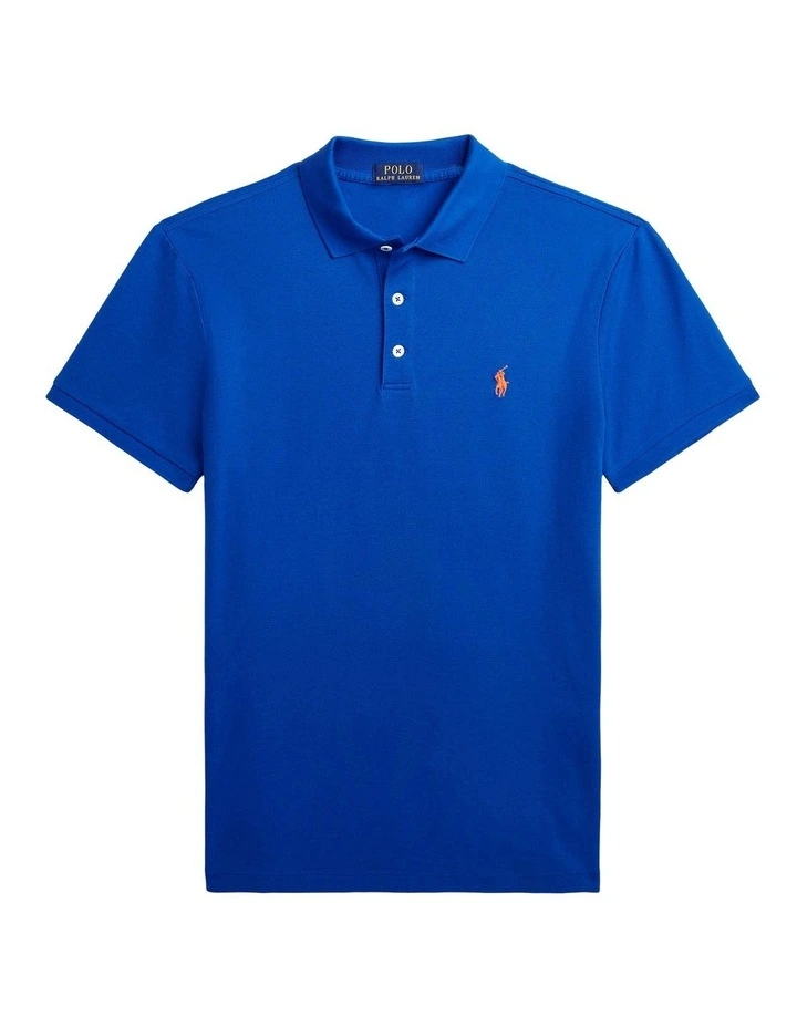 Polo Ralph Lauren Custom Slim Fit Stretch Mesh Polo Shirt in Blue | MYER