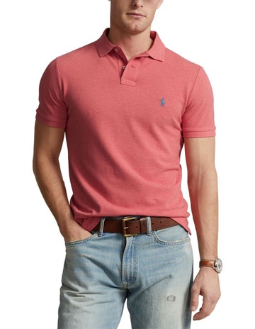 Polo Ralph Lauren Custom Slim Fit Mesh Polo Shirt in Red | MYER