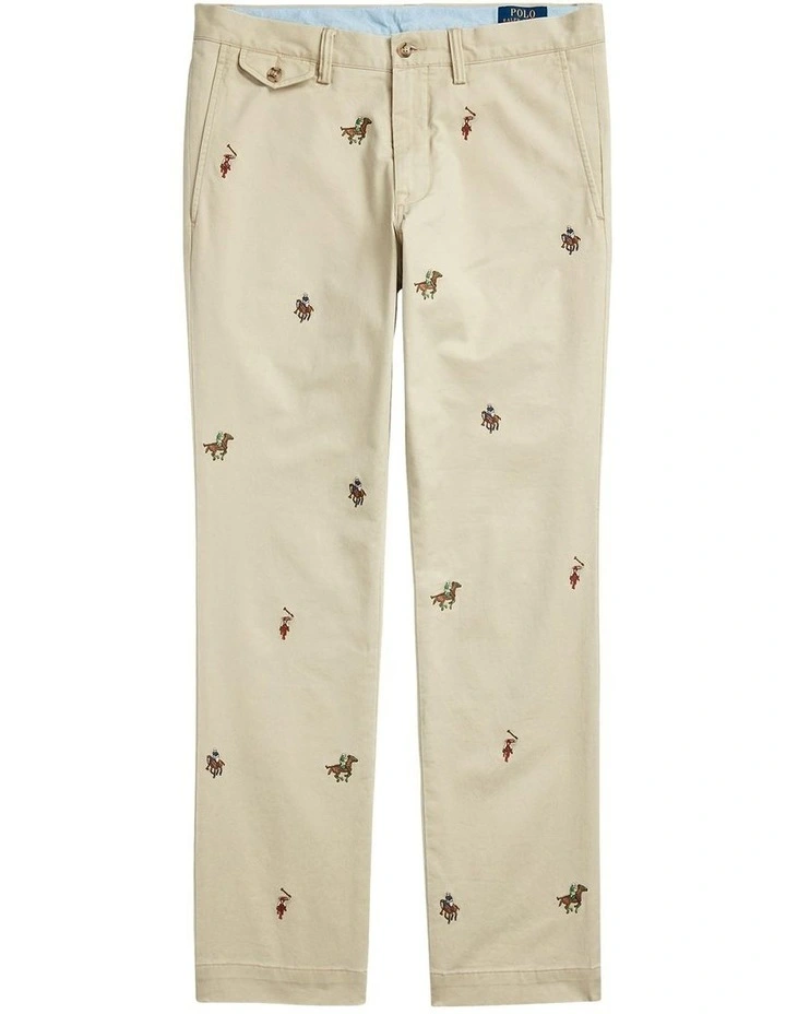 Polo Ralph Lauren Stretch Slim Fit Embroidered Chino Pant in Grey | MYER