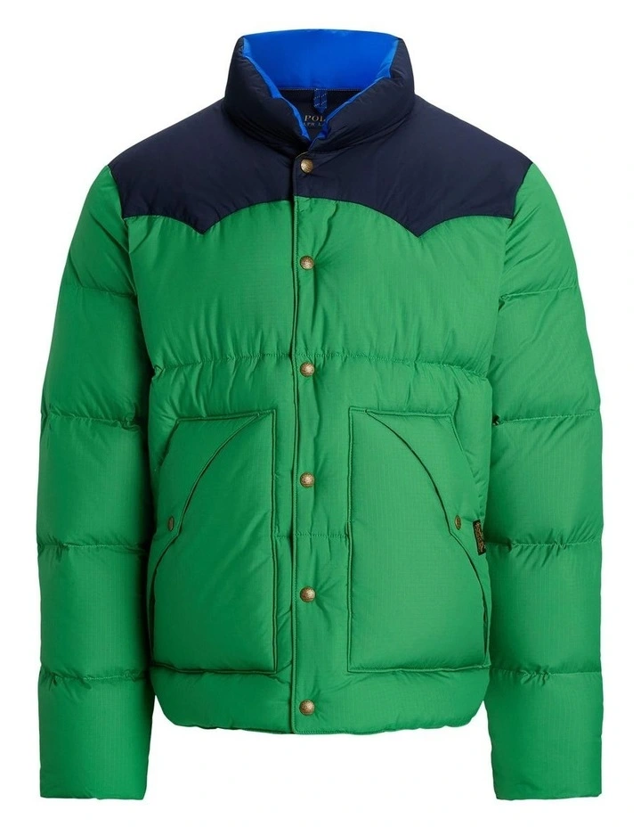 Polo Ralph Lauren Color-Blocked Down Western Jacket in Green | MYER