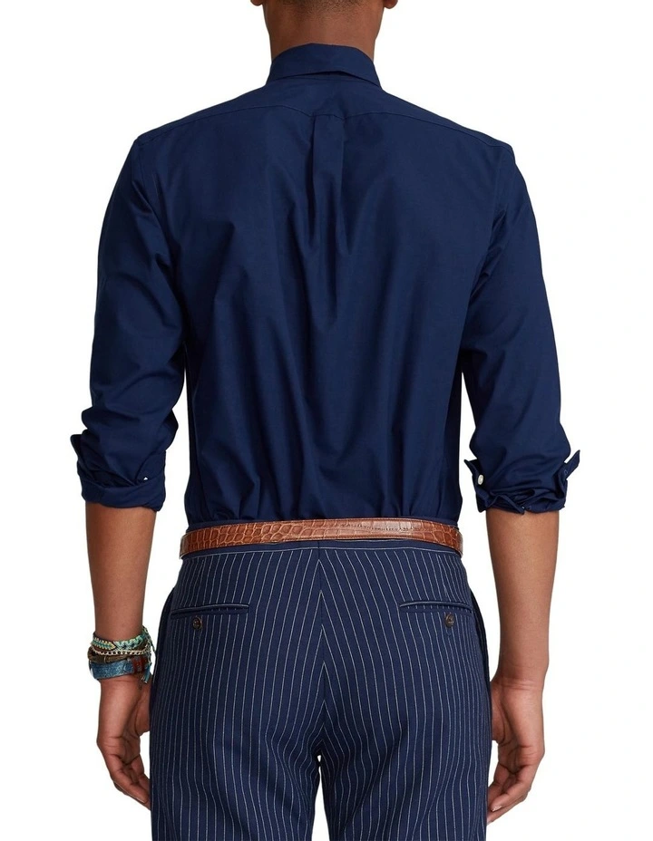 Polo Ralph Lauren Classic Fit Stretch Poplin Shirt in Navy | MYER